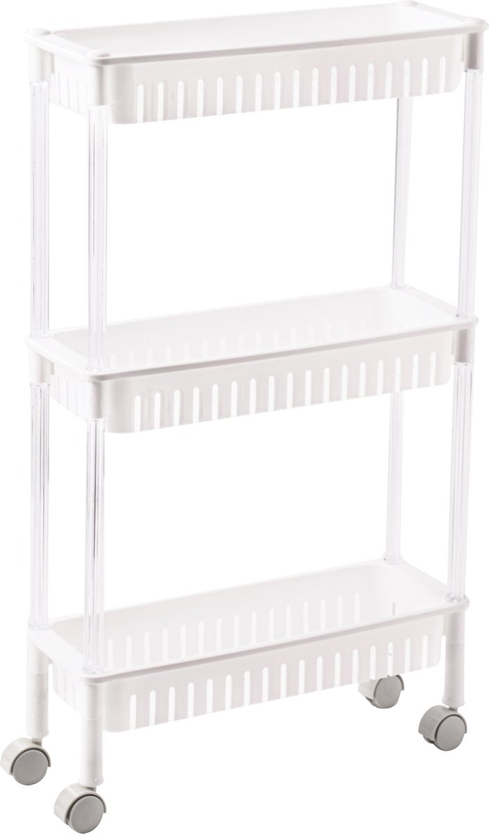Benson Opbergrek op Wielen - 47 x 16.5 x 80 cm - 3 Niveaus - Wit | bol.com