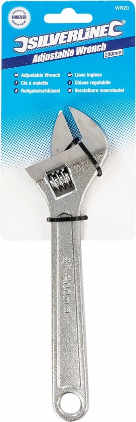 Silverline Verstelbare moersleutel Lengte 200 mm - kaak 22 mm | bol