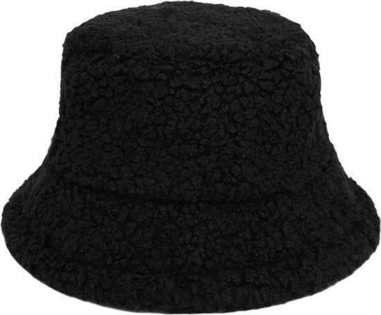 Bucket hat Teddy - Maat M - Hoedje Bontmuts Muts Wintersport - Zwart ...