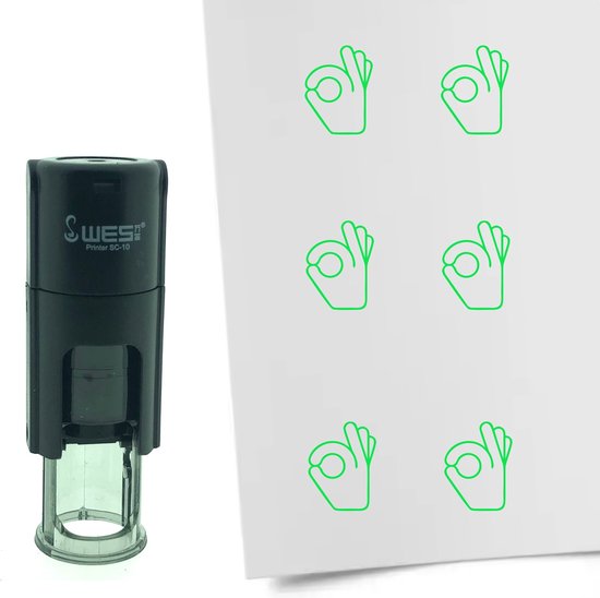 CombiCraft Stempel OK hand gebaar 10mm rond - Groene inkt | bol.com
