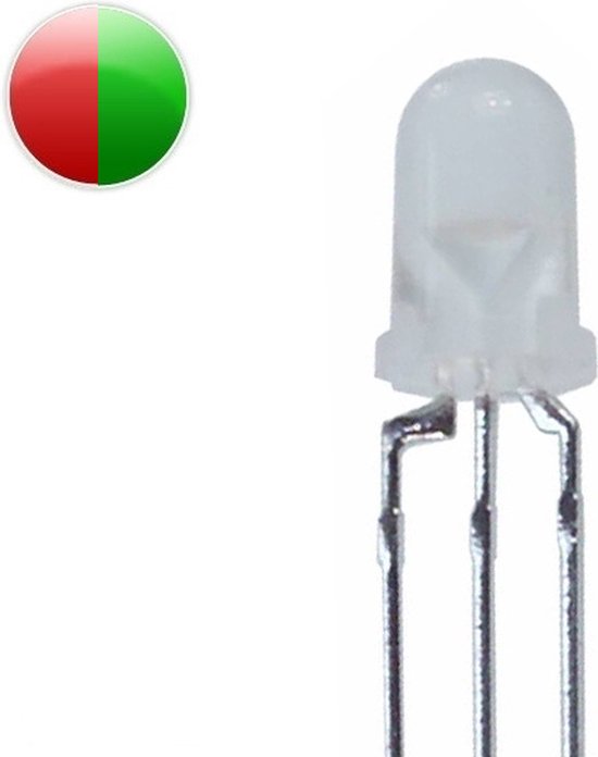 Ledlamp 5mm 2 Kleuren RD/GR Rond - 3 polig - 3 stuks | bol