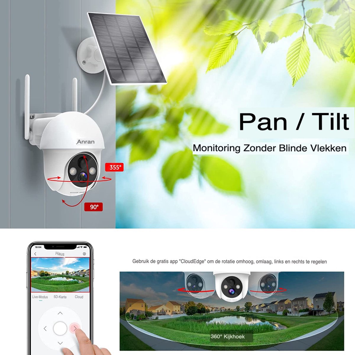 Intelectro Beveiligingscamera voor Buiten - met Zonnepaneel - 2K Resolutie - 360°... | bol