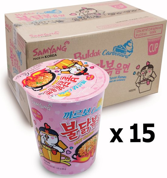 Samyang Buldak Carbonara Hot Chicken Flavour Ramen Cup - 15 cups x 80g ...