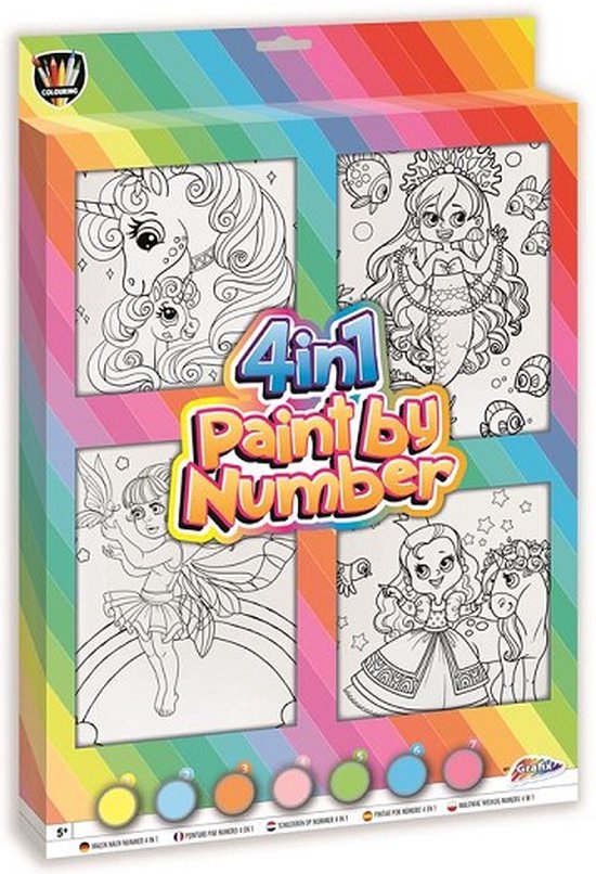 Grafix Schilderen op Nummer 4-in-1 - Inclusief 4 x Canvas & Verf ...