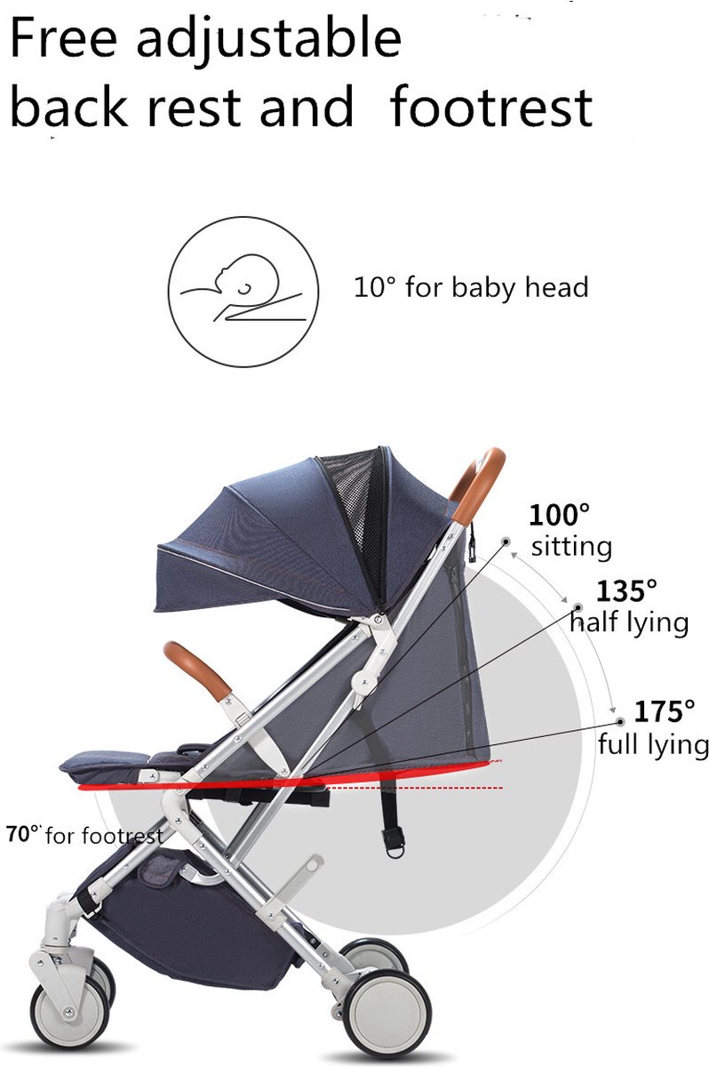 WOOSH New Buggy - Anthraciet- One Hand Folding - 3 Slaapstanden ...