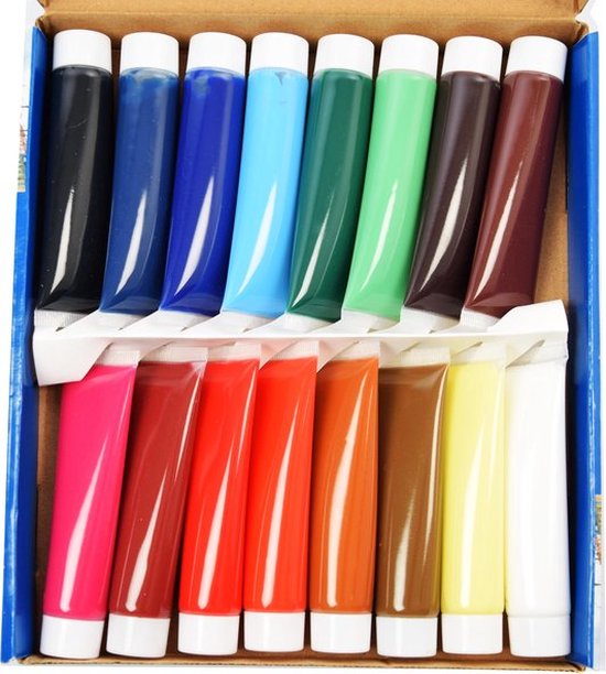 Acrylverf tubes in 16 kleuren 36 ml - Hobby/knutselmateriaal ...