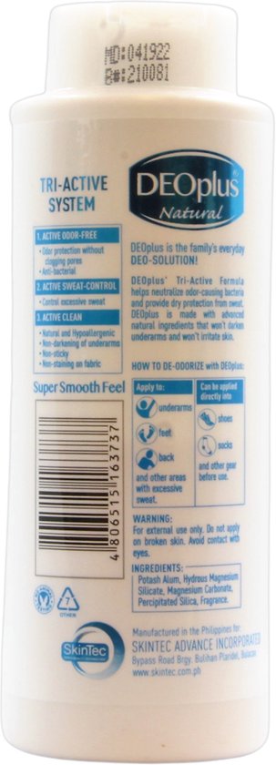 Deoplus Natural Deodorant powder, non darkening formula, 80 gram | bol