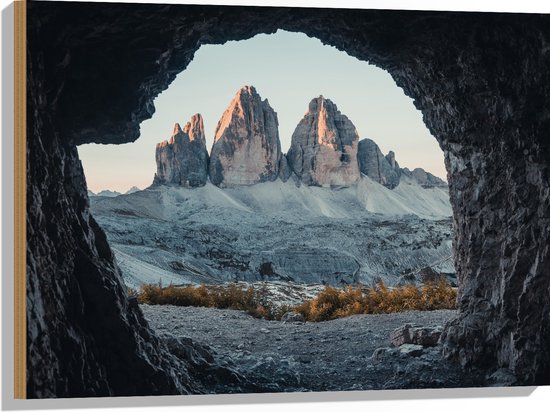 Hout - Uitzicht vanuit een Grot op Gebergte - 80x60 cm - 9 mm dik ...