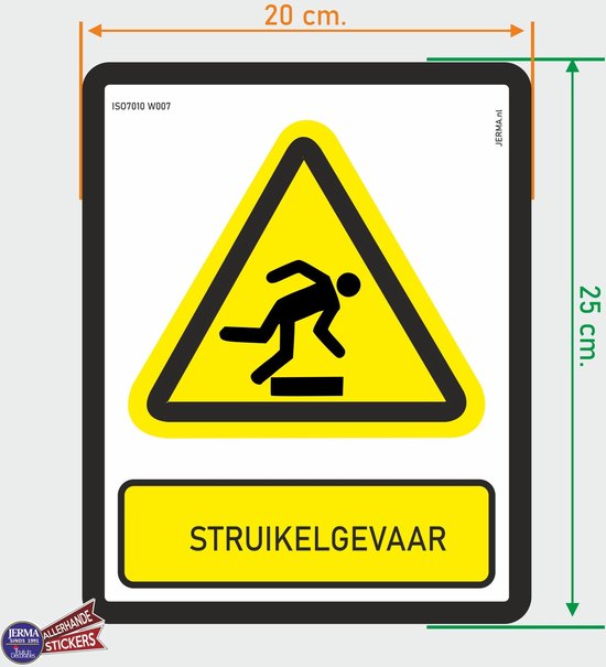 Struikel gevaar waarschuwing sticker. | bol.com