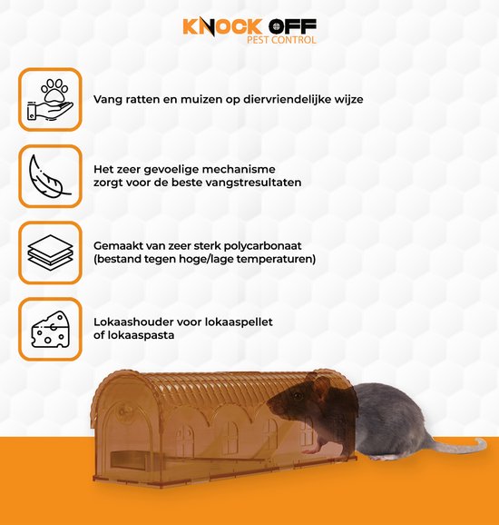 Knock Off Diervriendelijke Rattenval – Lokdoos voor ratten – Voor ...