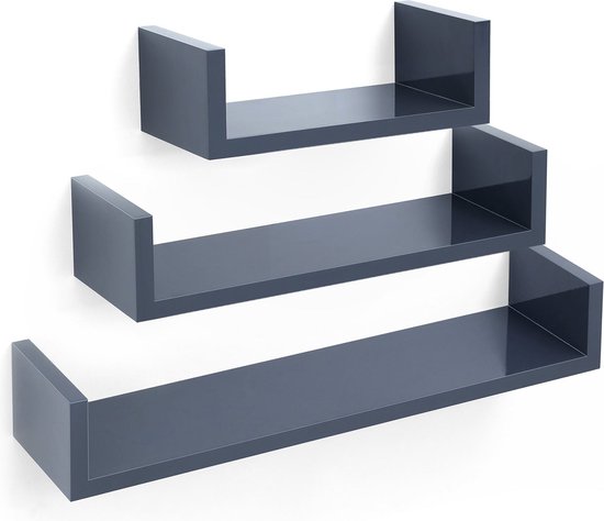 Wandplanken - Muur Planken - Set van 3 - U-vormig - Grijs | bol.com
