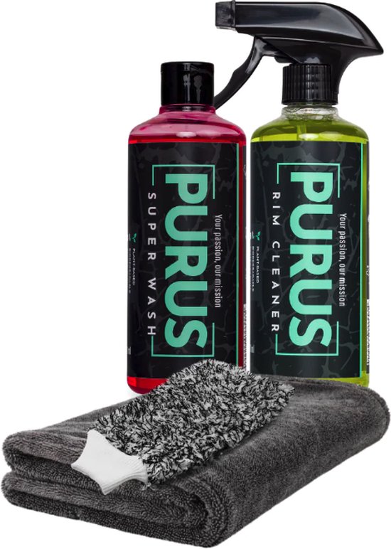 PURUS Quick Wash Kit l Super Wash Rim Cleaner Washandschoen Droogdoek ...