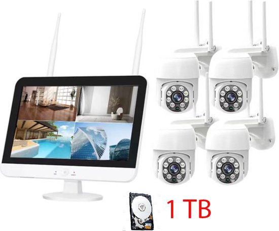 Zexi Beveiligingscamera met scherm | 4 Camera’s | Wifi Camera Set ...