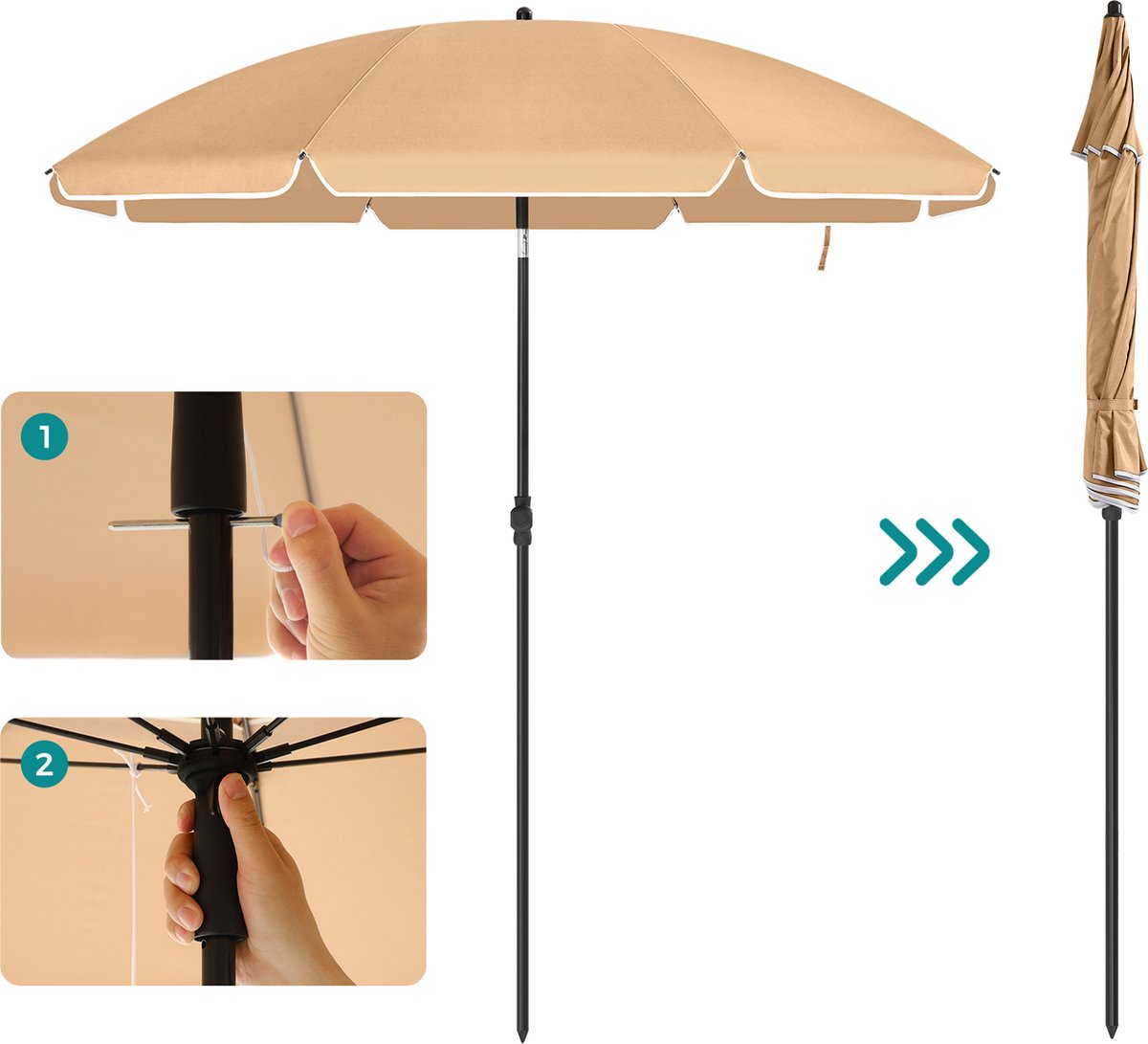 Acaza - Strandparasol 180 cm diameter - rond / achthoekige Parasol ...