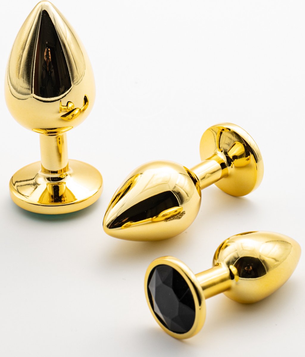 Metaal Gouden Buttplug Set Voor Mannen En Vrouwen 3 Delige Anal Plug