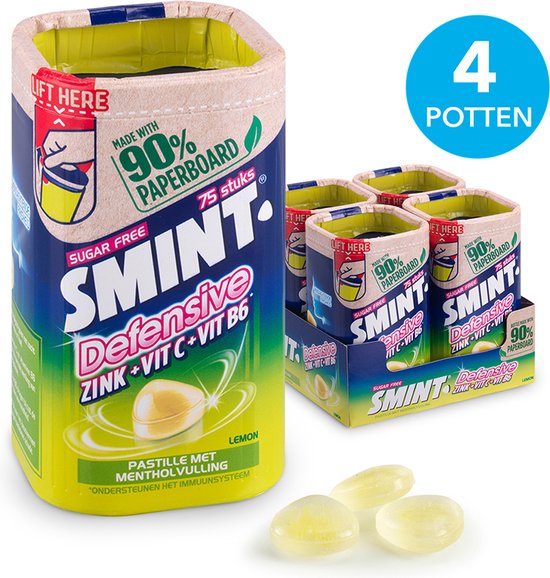 Smint Defensive limoen - suikervrije mint - 75 stuks x 4 | bol.com