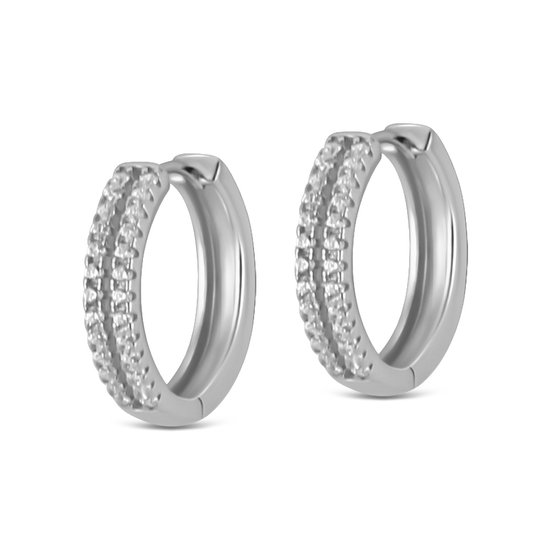 Silventi 9SIL-23065 Zilveren Oorringen met Zirkonia - 20x4,2mm - Rhodium - Zilver | bol