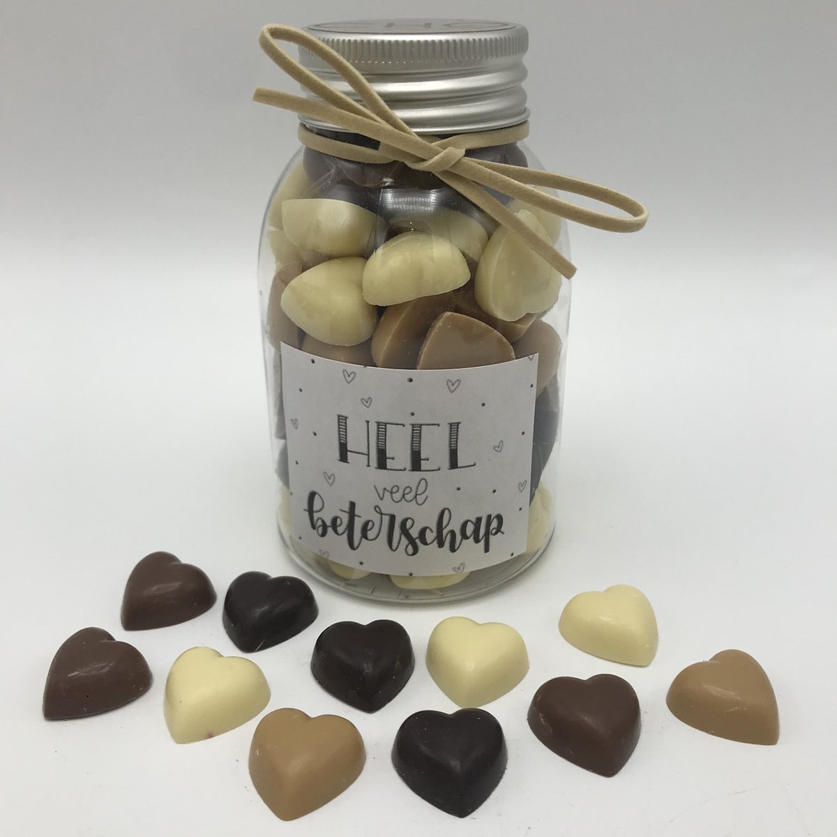 Cho-lala chocolade hartjes cadeau Heel veel beterschap ...