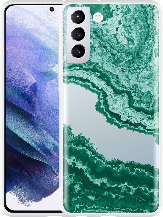 Samsung Galaxy S21 Plus Hoesje Turquoise Marble Art - Designed by Cazy ...