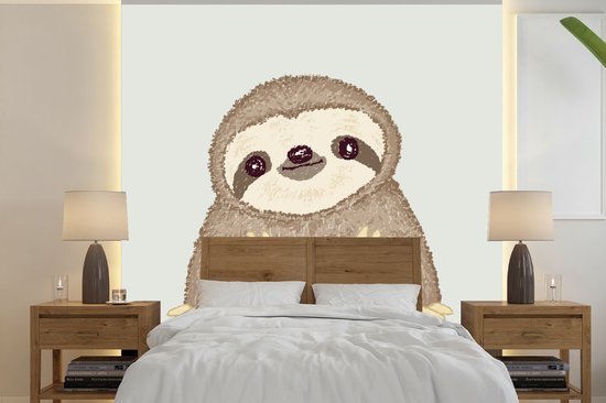 Behang - Fotobehang Kinderillustratie van een blije luiaard - Breedte ...