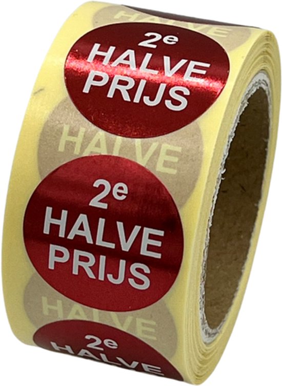 2e halve prijs sticker - reclame sticker - 250 Stuks - rond 25mm ...