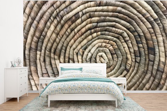 Behang - Fotobehang Cirkel - Riet - Mand - Breedte 350 cm x hoogte 260 ...