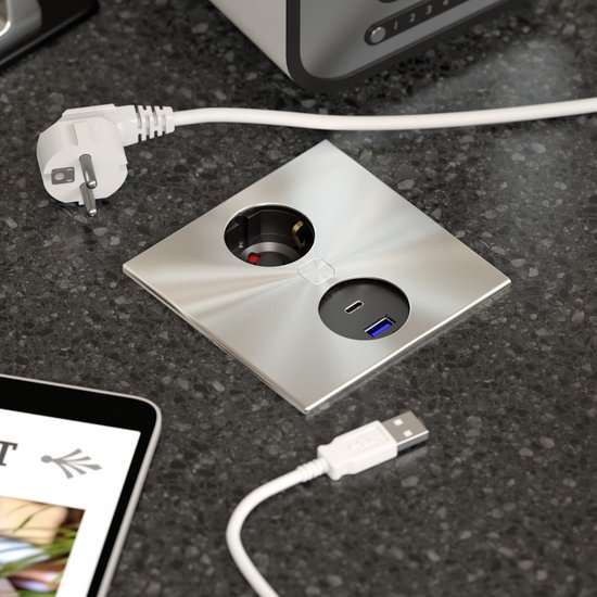 Duplex-Q inbouw stekkerdoos usb A+C (elektrisch open-dicht) | bol