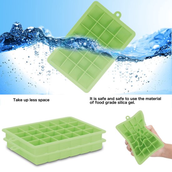 Intirilife 2x ijsblokjesvormpjes in GROEN - Set van 2 met elk 24 vakjes ...