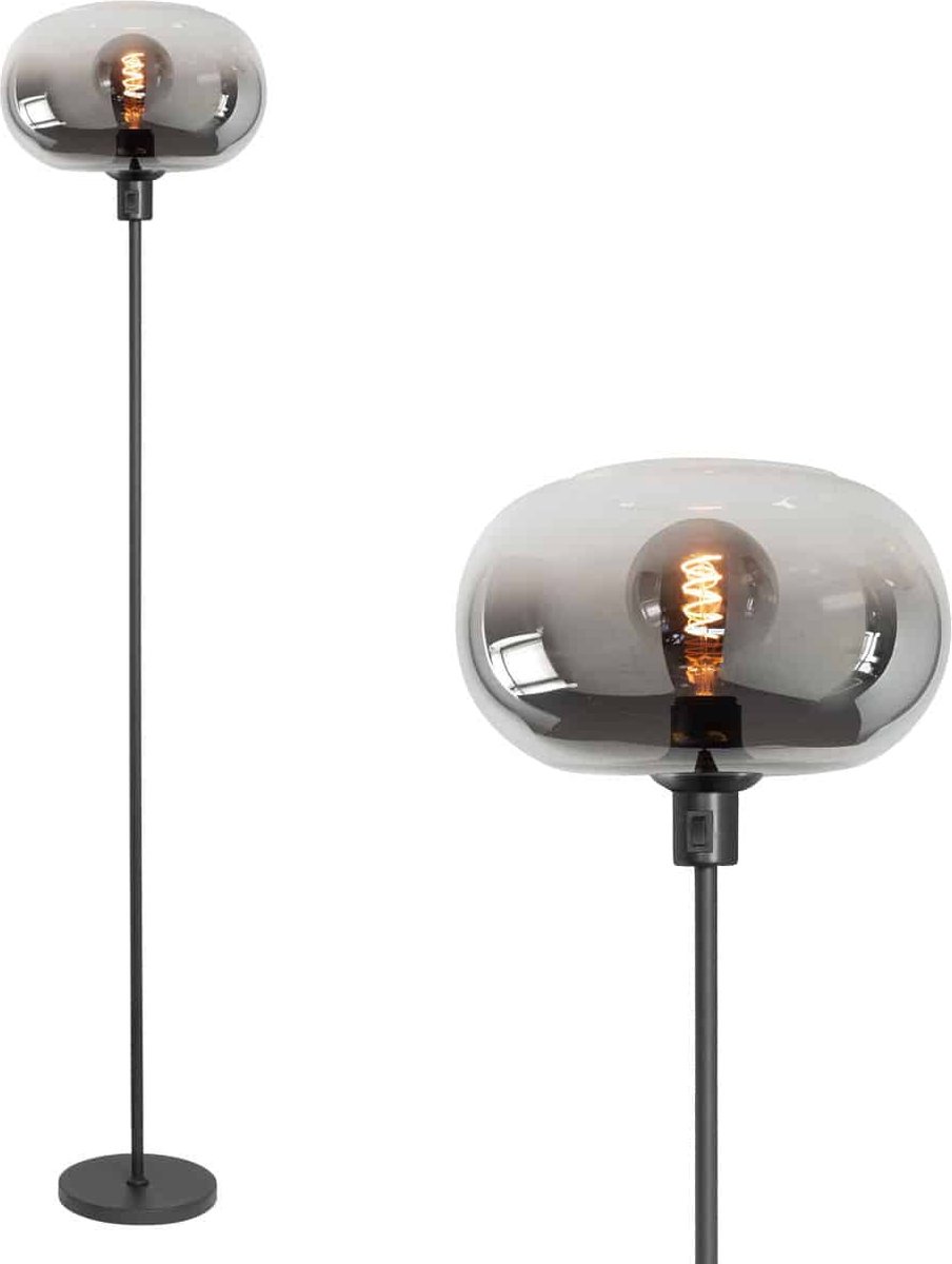 Moderne vloerlamp Bellini | 1 lichts | smoke / zwart | glas / metaal ...