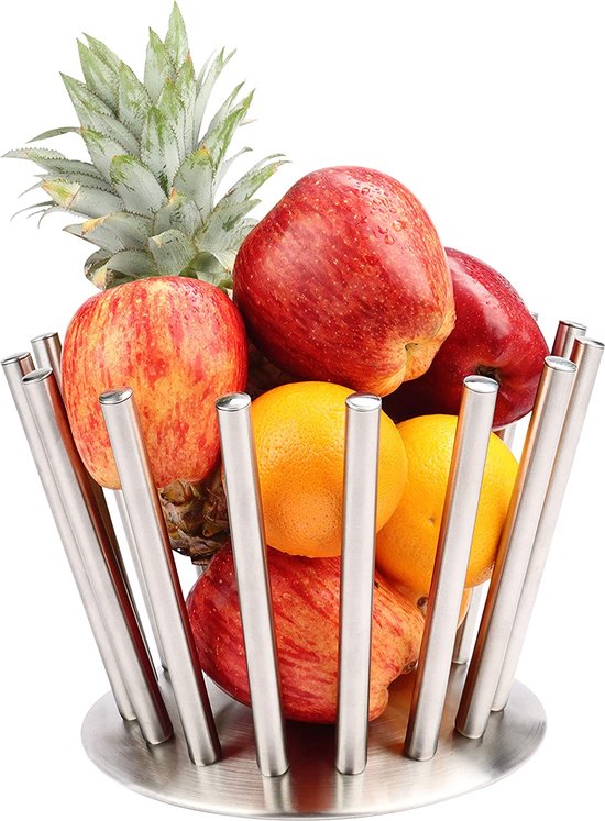 Design fruitschaal, zilver, RVS , modern, metalen schaal, decoratieve ...