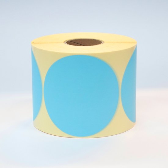 Blanco Stickers op rol 100mm rond - 1000 etiketten per rol - mat blauw ...