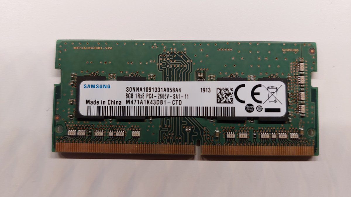samsung 8GB 1Rx8 pc4-2666v-sa1-11 s0dimm m471A1K43DB1-CTD ddr4 | bol