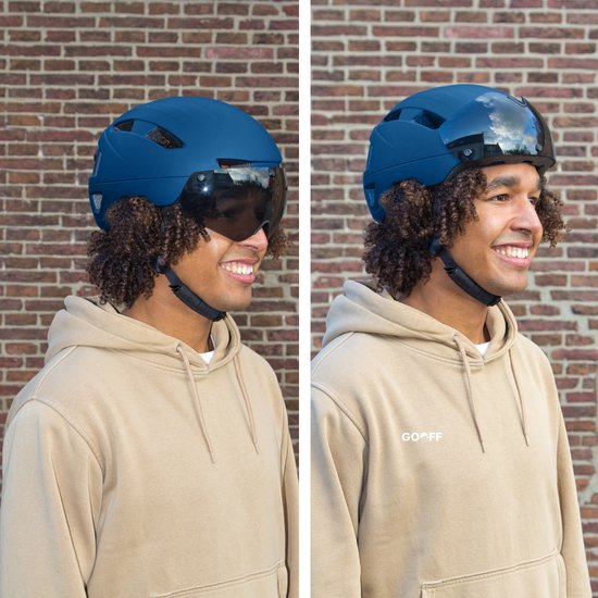 Snorscooterhelm GOOFF® PILOT | met vizier | matblauw | lichtgewicht (M ...