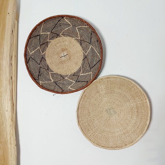 Set van 2 Groot Geweven Muur Mand | 35cm+40cm | Afrikaanse Muur ...