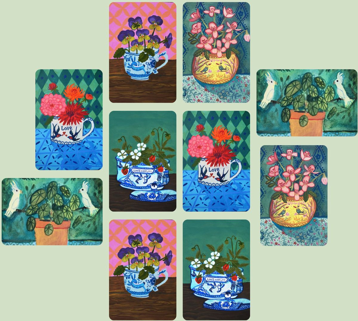 Hippe Vrolijke BloemenKaarten (A6) | Duurzame Kleurrijke Bloemen ...