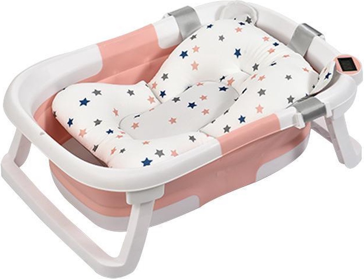 Babybad - Roze babybad - 3- in 1 - Inclusief kussen en thermometer ...