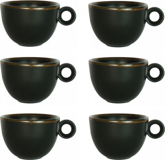 Cappuccinokopje - 200ml - Mosterdman - 6 kopjes Mat zwart Gloomy | bol