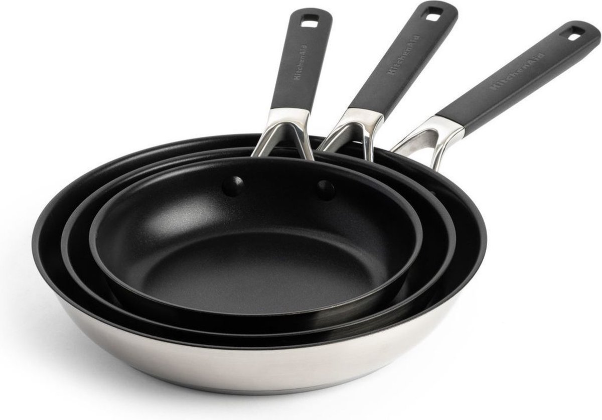 KitchenAid Classic Stainless Steel koekenpannenset 3-delig ø20+24+28cm ...
