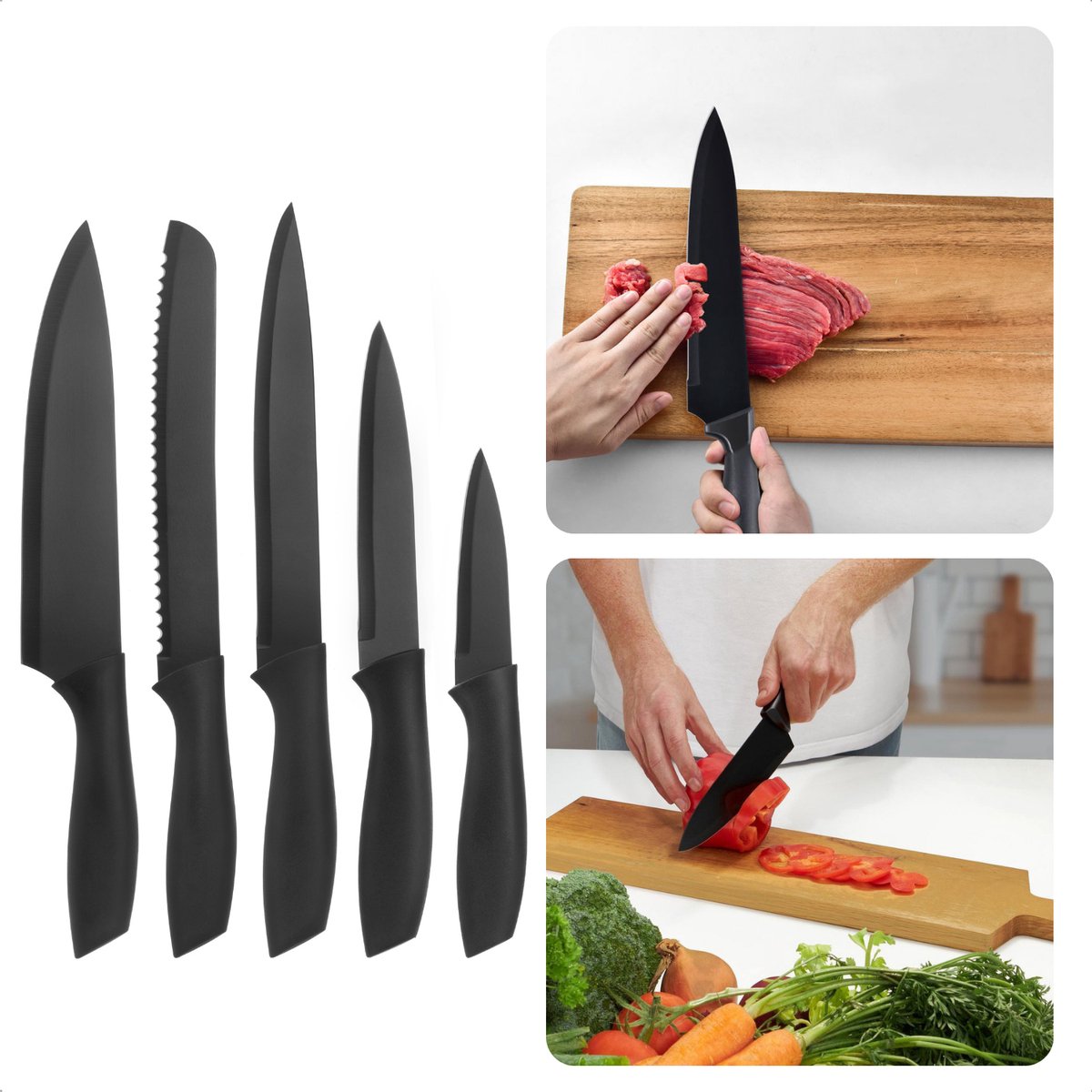 Ensemble de couteaux de Luxe Cheqo® - Set de couteaux de Couteaux de ...