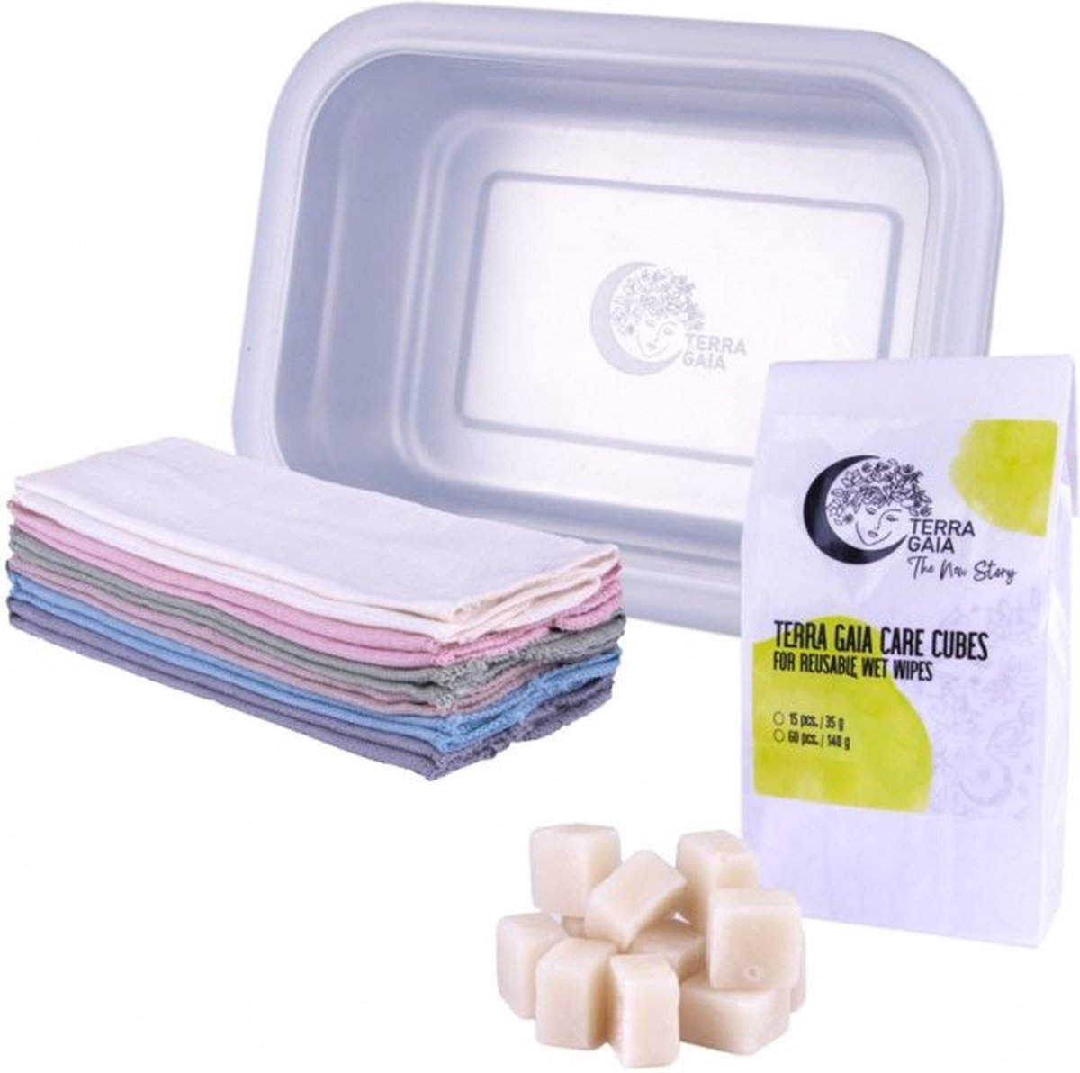 Terra Gaia reusable wet wipes set - herbruikbare doekjes set met ...