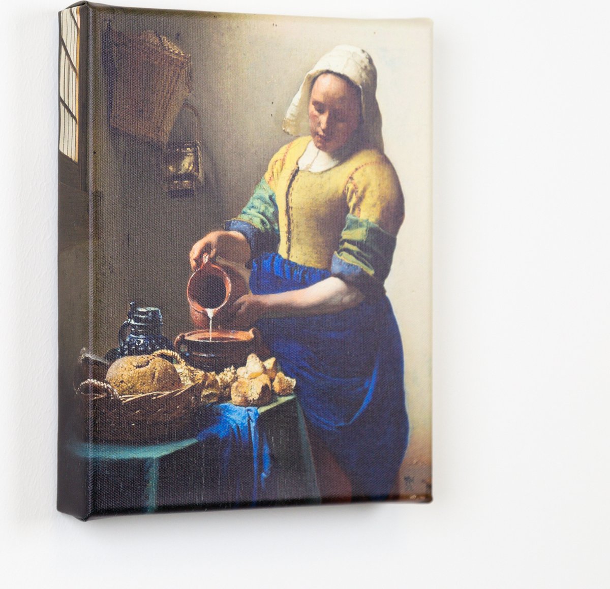 Canvas met schilderij 20x25 cm | Het Melkmeisje van Johannes Vermeer ...