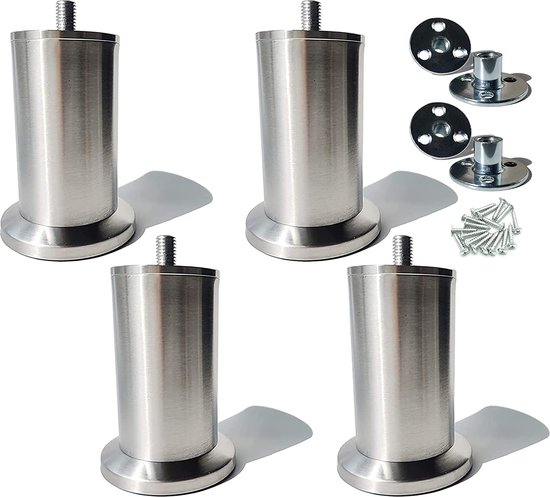 Meubelpoten - Roestvrijstaal voor kast, bed, bank | set 4 stuks - 20 cm ...