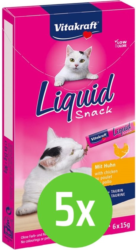Vitakraft Cat Liquid-Snack - Kip & Taurine - 5 x 6 st | bol