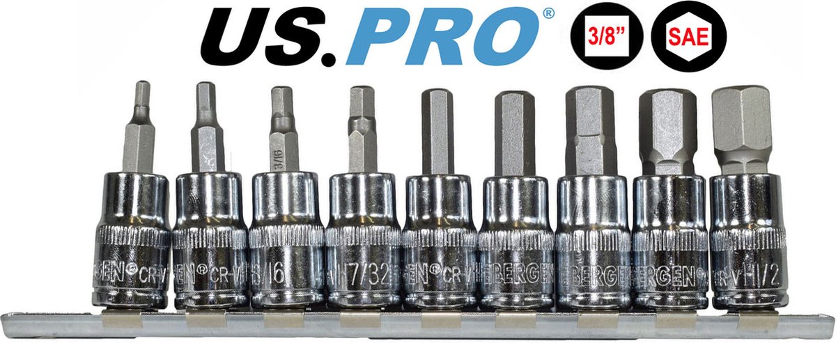 Inbus doppenset 3/8" SAE engelse maatvoering 9-delig | bol.com