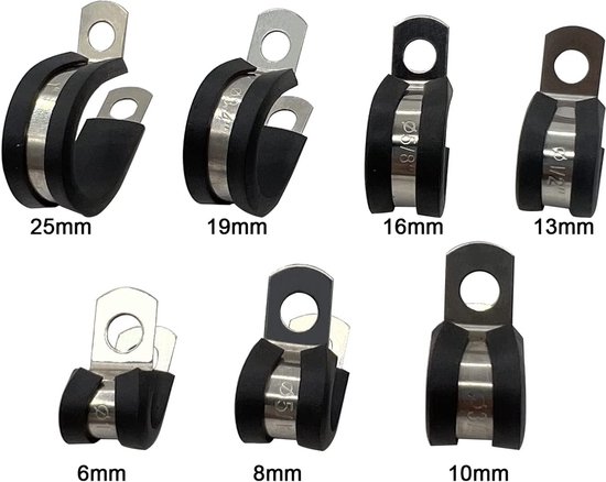 NICAVKIT 66 stuks kabelklemmen, rubberen P-clips, slangklemmen ...