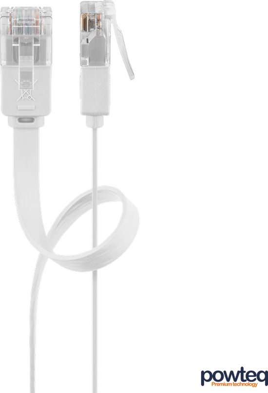 1 meter - Platte internet kabel - 1000 Mbps - Wit- Netwerkkabel onder ...