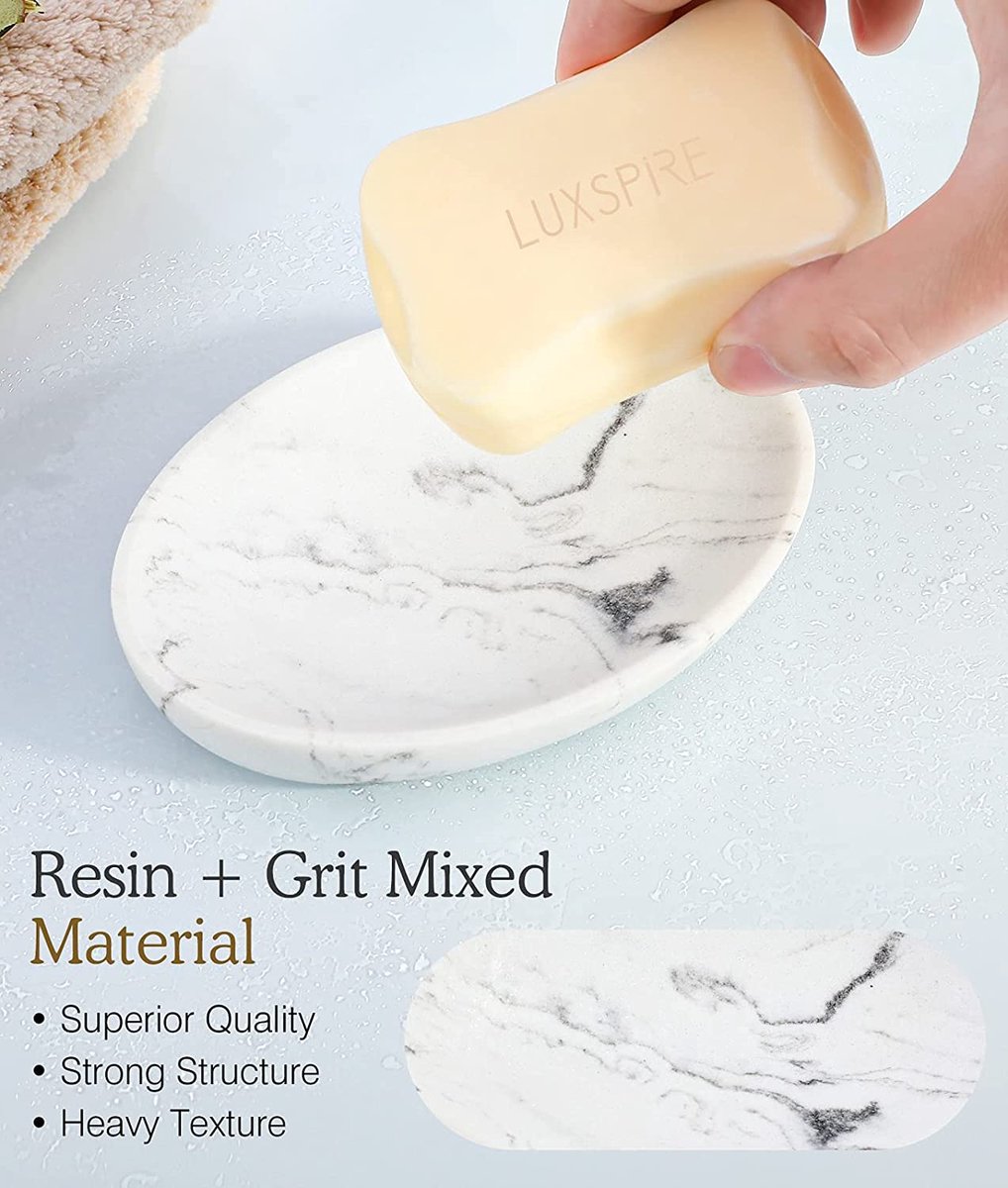 Luxspire Soap Dish Tray, Resin and Grit Mixed Soap Holder Container Box ...