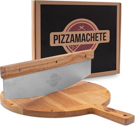 PIZZAMACHETE Pizzames met snijplank I Premium XXL pizzasnijder 35 cm I ...