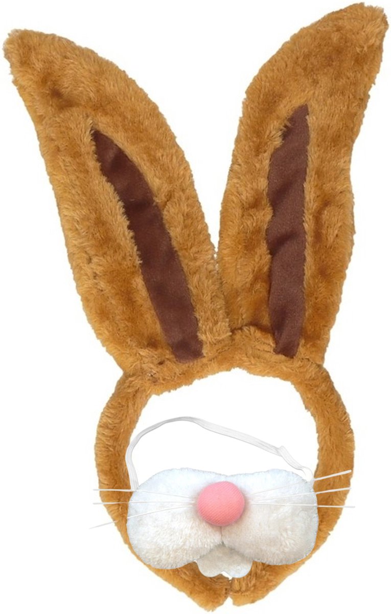 Lapin De Pâques Oreilles De Lapin Diadème Marron Avec Dents Museau Pour
