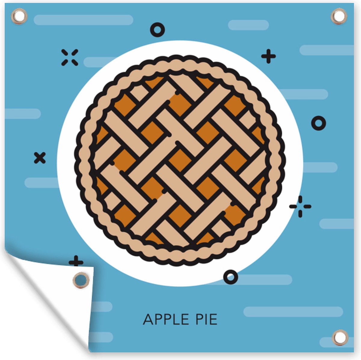 Tuin poster Een pictogram tekening van een appeltaart - 200x200 cm ...